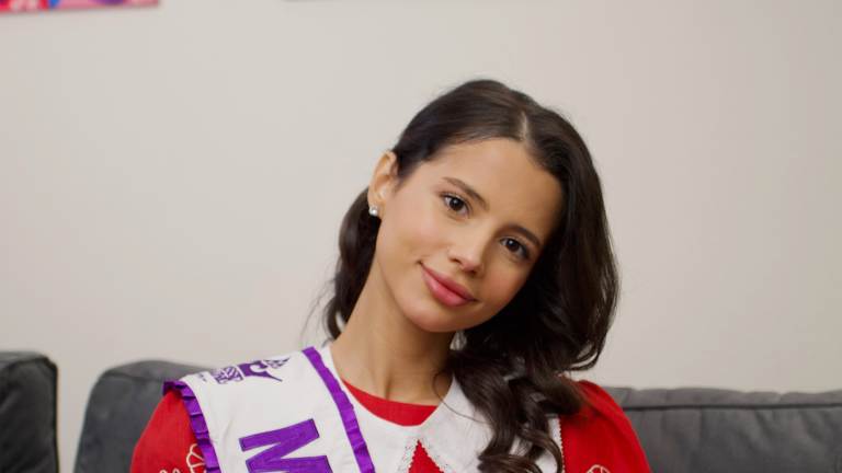 Miss World Ukraine’s background photo of shooting a talent show video ...