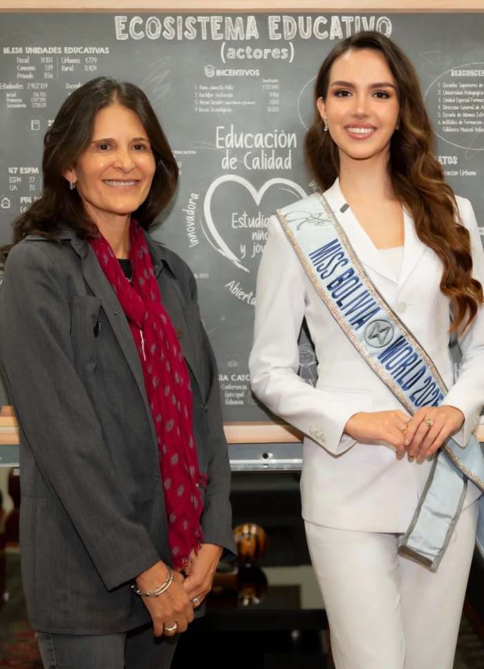 Miss World Bolivia Vanessa Kraljevic Meets Education Minister Beatriz ...