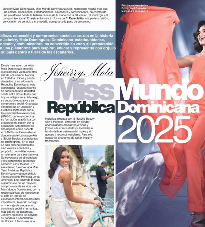 Reigning Miss World Dominican Republic, Joheirry Mola, Covers El ...