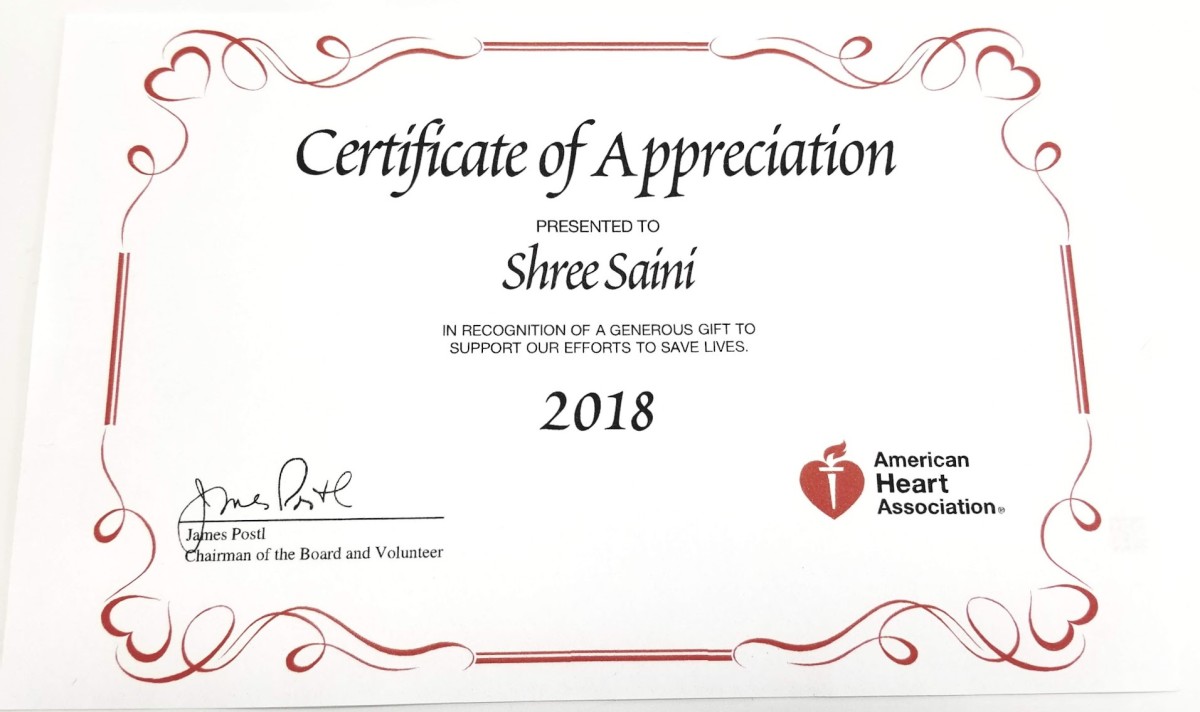 10+ Years of Service and Dedication to American Heart Association (AHA ...