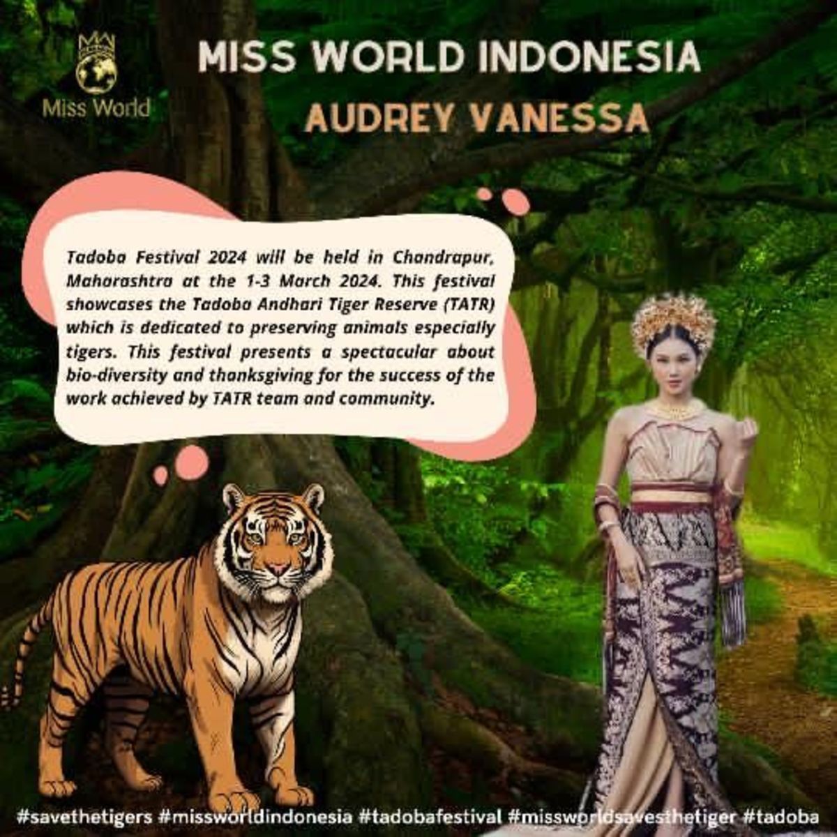 Save The Tiger! - Audrey Susilo - Miss World 2023 Indonesia