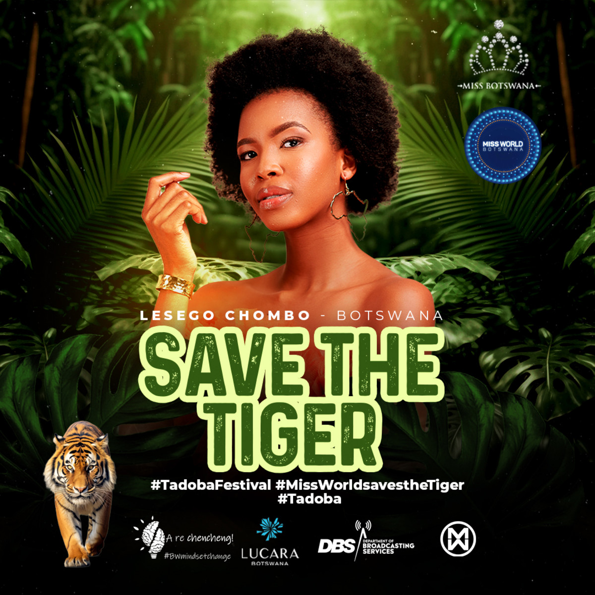 Miss World Botswana Joins The Save The Tiger Campaign - Lesego Chombo - Miss World 2023 Botswana