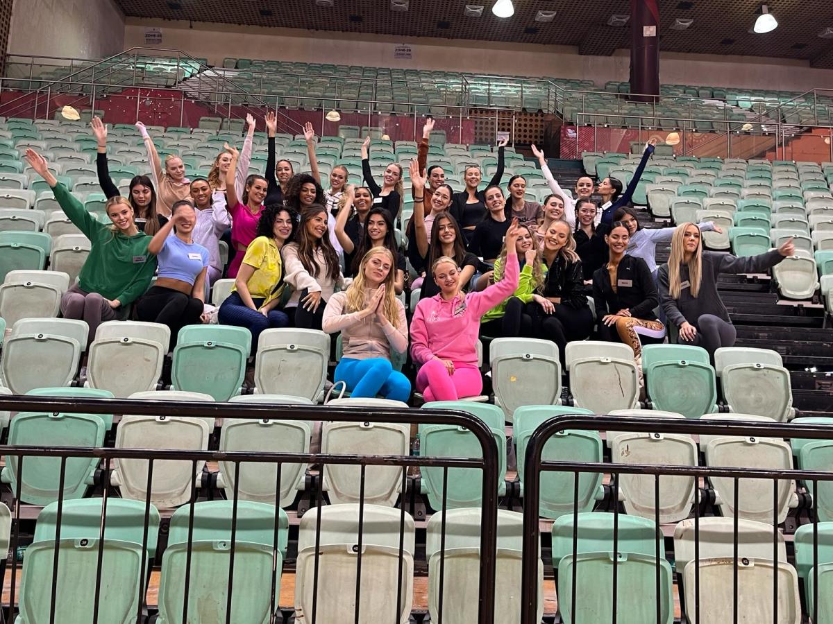 Miss World Ukraine with her Europe team at the sport competition ...