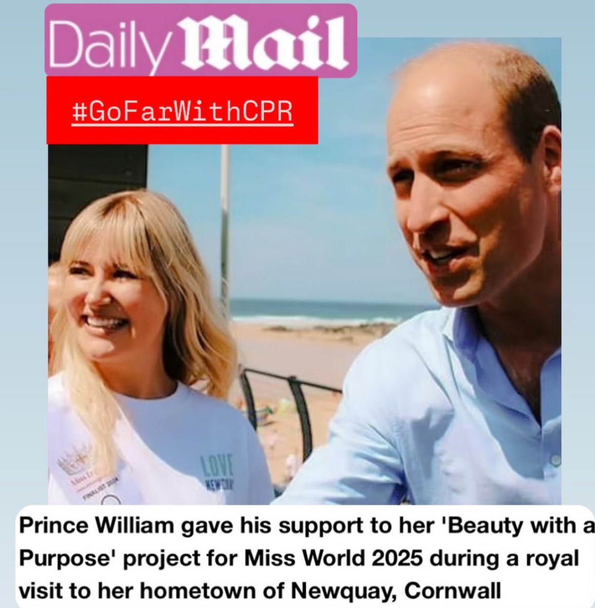 Prince William supports Miss England´s BWAP - Miss World